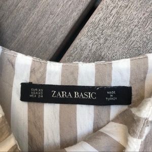 Zara | Pants & Jumpsuits | Zara Trf Collection Tan White Striped Jumper ...